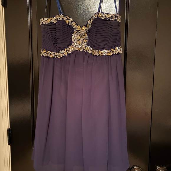 Cachet | Dresses | Cachet Navy Blue Dress With Embellished Details ...
